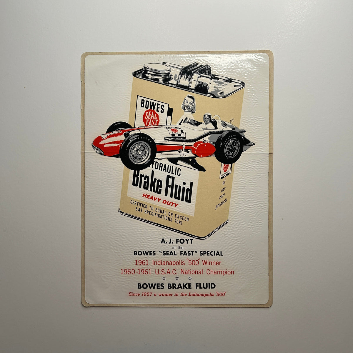 Original A.J. Foyt Bowes Seal Fast Special 1961 Decal – Radius Nation