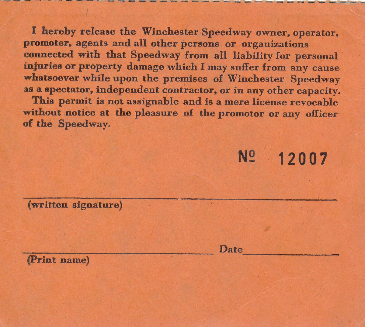Winchester Speedway Pit Permit – Radius Nation