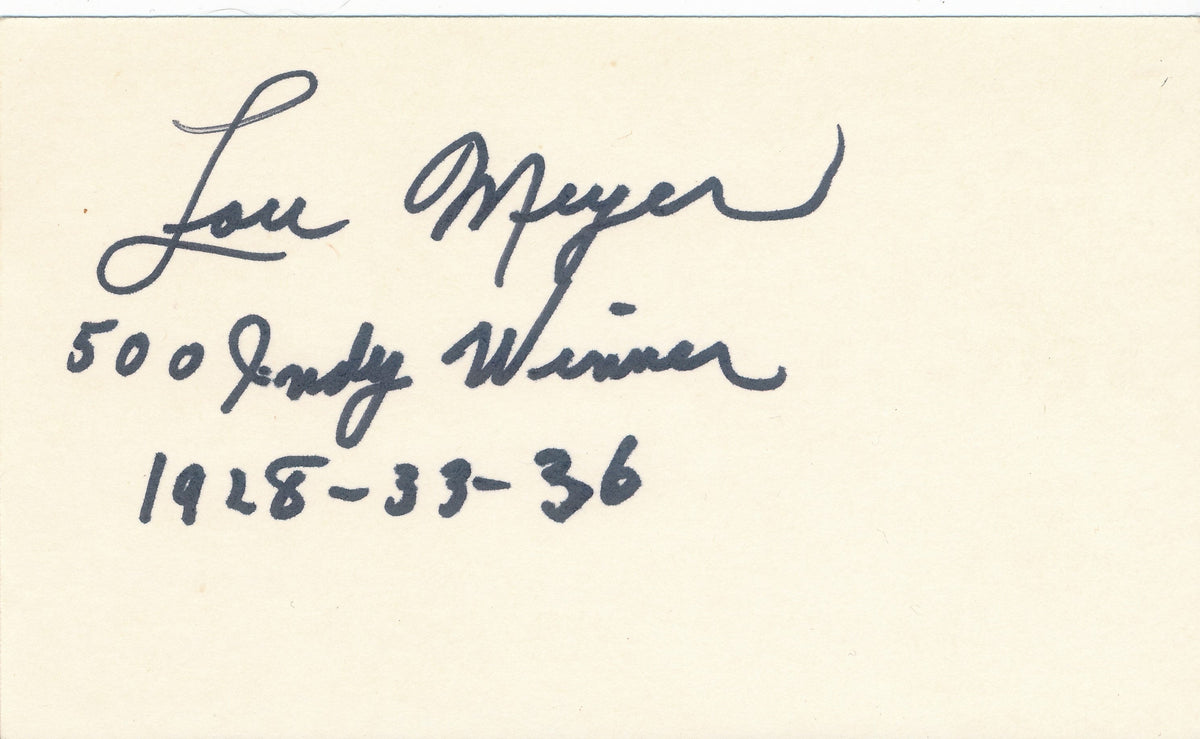 Louis Meyer Cut Signature. "500 Indy Winner 1928-33-36" – Radius Nation